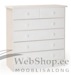 Kummut Rio 2105-1, 80x39xK84 cm, mänd, valge - WebShop